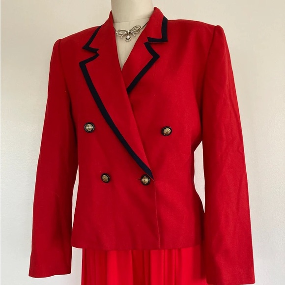 Le Suit | Jackets & Coats | Vintage Red Double Breasted Jacket With ...